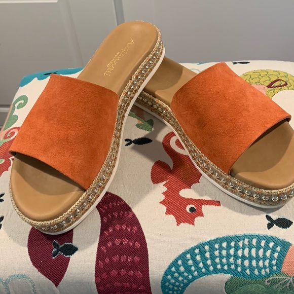 A. Gionetti | Shoes | A Gianetti Orange Embezzled Platform Suede Slides ...